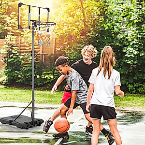 Basketball Hoop 28IN Basketball Goal Basketball Hoop Outdoor with 5.8ft-7ft Height Adjustable Basketball Backboard & Wheels Basketball Equipment for Adults Indoor Outdoor Gym Use