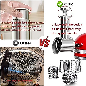 Stainless Steel Slicer Shredder Attachment for KitchenAid Stand Mixer, Salad Maker Cheese Grater Vegetable Slicer Attachment for Kitchenaid with 4 Blades by KINGEAGLE