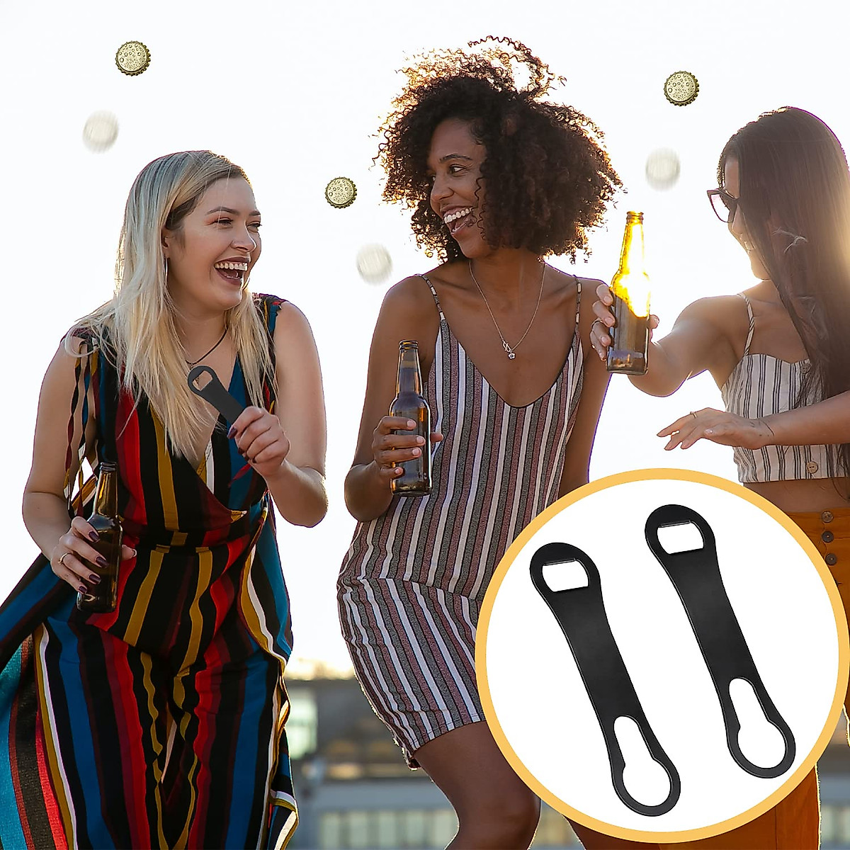 2 Pieces Bottle Opener and Pour Spout Remover Flat Bar Key for Bartenders Stainless Steel Speed Opener Multifunction Dog Bone Wine Bottle Opener for Home Kitchen Party and Bar