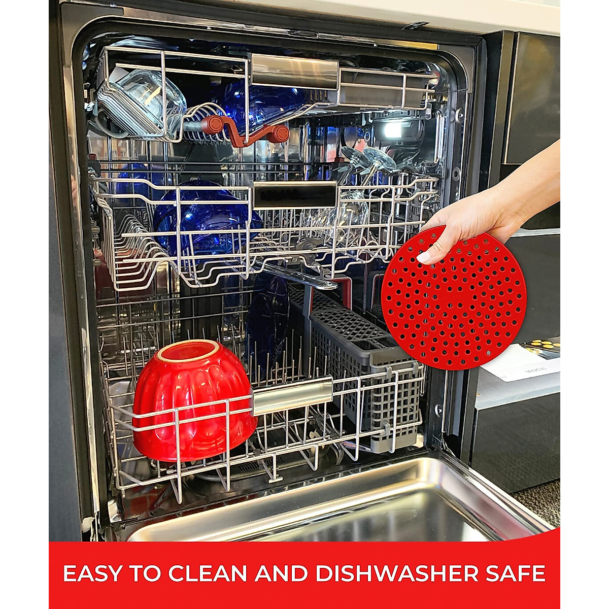 Airware Aeromats Pro Reusable Air Fryer Liners | 3-Pack and Magnetic Cook Times List | Air Fryer Accessories For NINJA, INSTANT VORTEX, GOURMIA, MORE | USA Designed, 100% Silicone 8-Inch Round