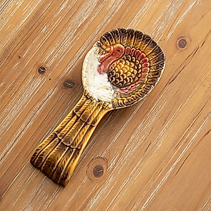 YINYUEDAO Ceramic Spoon Rest Turkey Shape - Kitchen Decoration for Counter, Coffee Spoon Rest - Halloween, Easter, Thanksgiving Kitchen Utensils Accessories