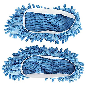 Mop Slippers Shoes Cover, 10Pcs Chenille Mop Slippers Multifunction Floor Cleaning Shoes Dust Cleaner Accessory(Blue)