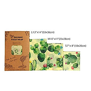 VOVOLO (Lemon Print 3 Size S/M/LReusable Beeswax Food Wraps Eco Friendly Wrappers Sustainable Plastic Free Food Storage Washable Bowl Covers Sandwich Wrappers