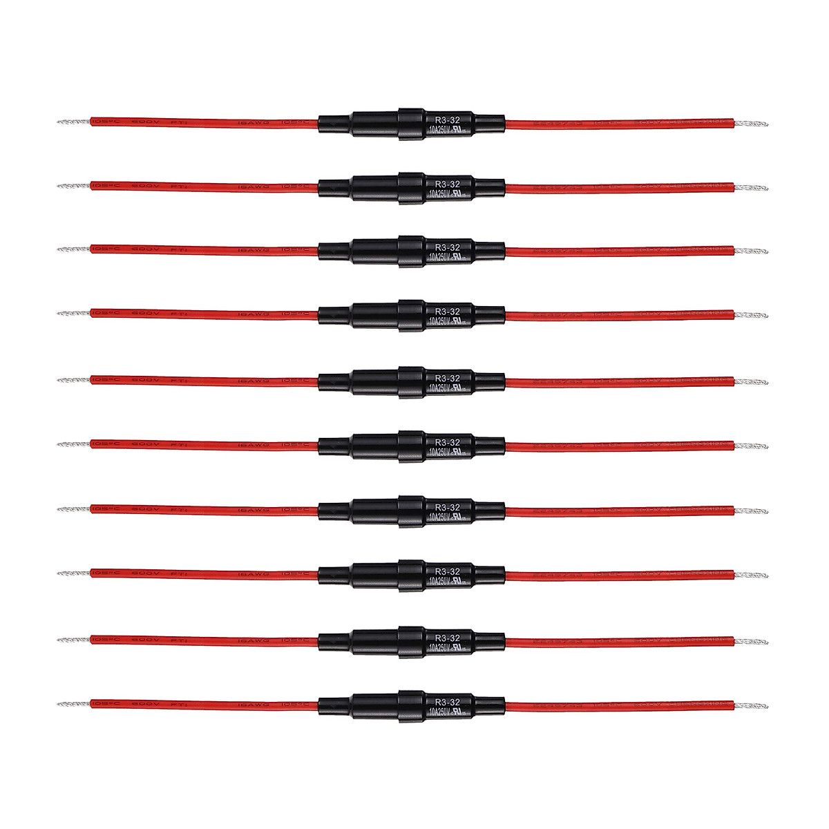 BOJACK 5x20 mm Fuse Holder Inline Screw Type with 16 AWG Red Wire + 15 Values 150 Pcs 5x20mm Fast Blow Glass Fuses 250 V 0.1 0.2 0.25 0.5 1 1.5 2 3 4 5 8 10 12 15 20 A Assortment Kit