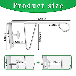 moonoom 2 Pack Adjustable Vinyl Fence Hooks,5 x 10 Inches Durable White Patio Hooks Coated Steel Fence Hangers for Hanging Flower Baskets, Wind Chimes, Planters, Lights (2pcs White)