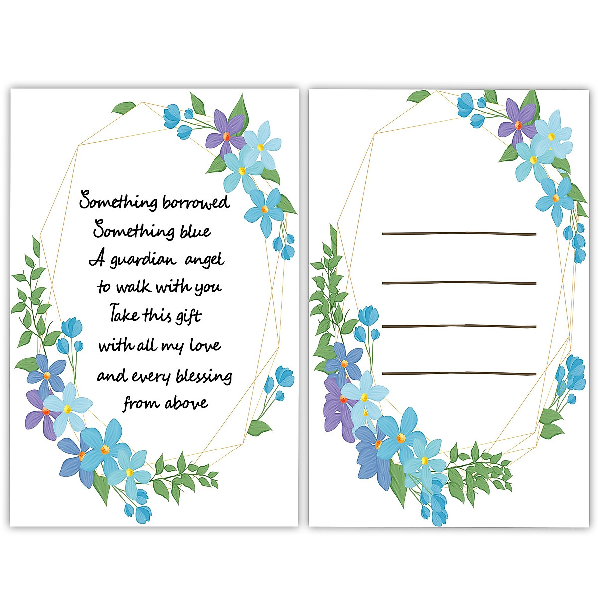 MKISHINE Something Blue for Bride to Be on Wedding Gifts Bridal Angel Bouquet from Mom Dad Grandma Sister Friends, Bride's Old Sixpence Coin with Wedding Card for Bride, a Sixpence for Her Shoe