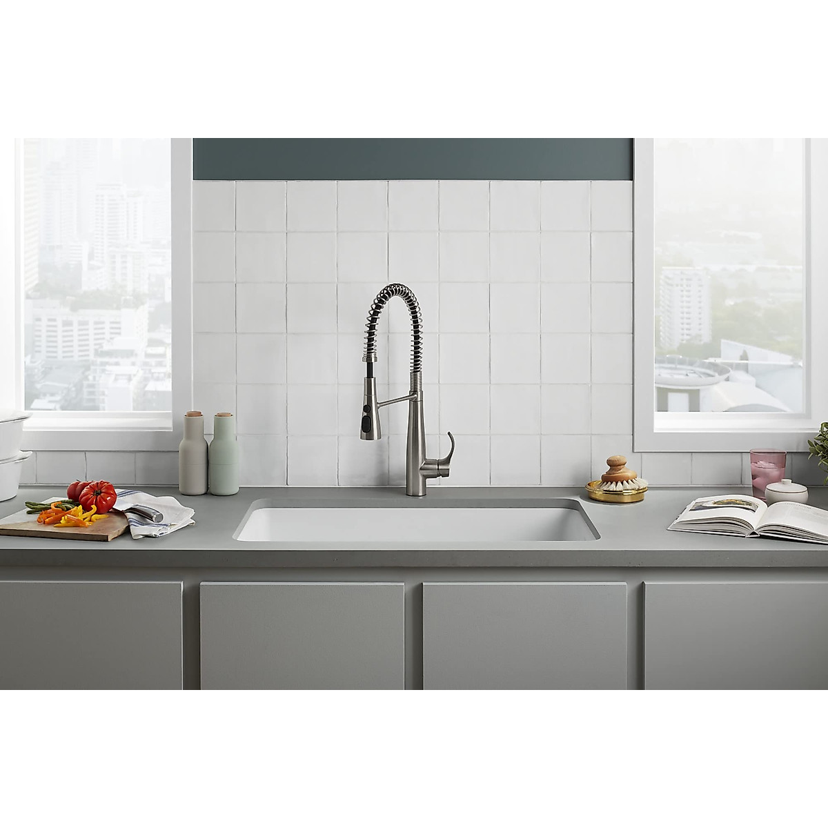 KOHLER K-8206-CM6 Cairn Sink, 33 in, Matte White