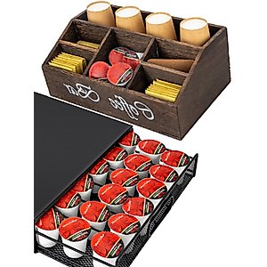 CODOGOY Coffee Bar Accessory Coffee Station Organizer, 2 in 1 Coffee Pod Drawer & Tea Bag Holder