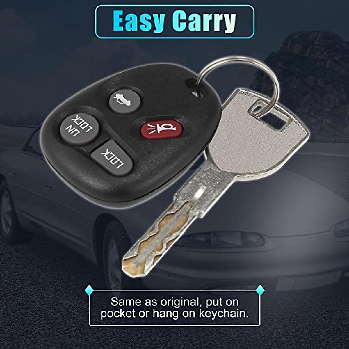 X AUTOHAUX 315MHz ABO1502T Replacement Keyless Entry Remote Car Key Fob for Cadillac Seville 2000 for Chevrolet Impala Lumina Malibu Monte Carlo 2000 for Oldsmobile 88 98 1996-1999 4 Buttons