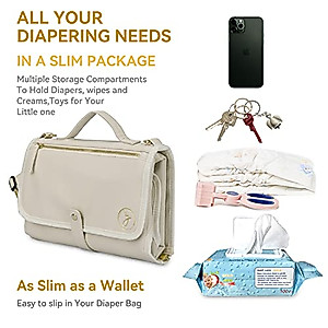 Zaveena Portable Diaper Changing Pad. Portable Changing Pad for Diaper Bag. Travel Changing Pad. Newborn Essentials, Newborn Girls and Boys, Cream, 750 Count