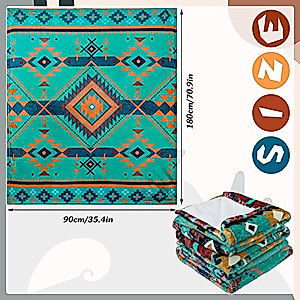 2 Pcs Aztec Blankets Aztec Throw Blankets Southwestern Navajo Tribal Warm Blanket Native American Decor for Camping Travel Gift Bedroom Living Rooms Couch Bed Chair Decor, 39 x 47 Inch