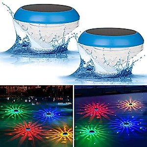 RRRPIO Bath Lights,Floating Pool Lights That Float with RGB Color Changing,IPX6 Waterproof Solar Floating Lights for Inground Pool,Swimming Pool Lights for Pool,Spa,Hot Tub Bath Accessories -2PCS