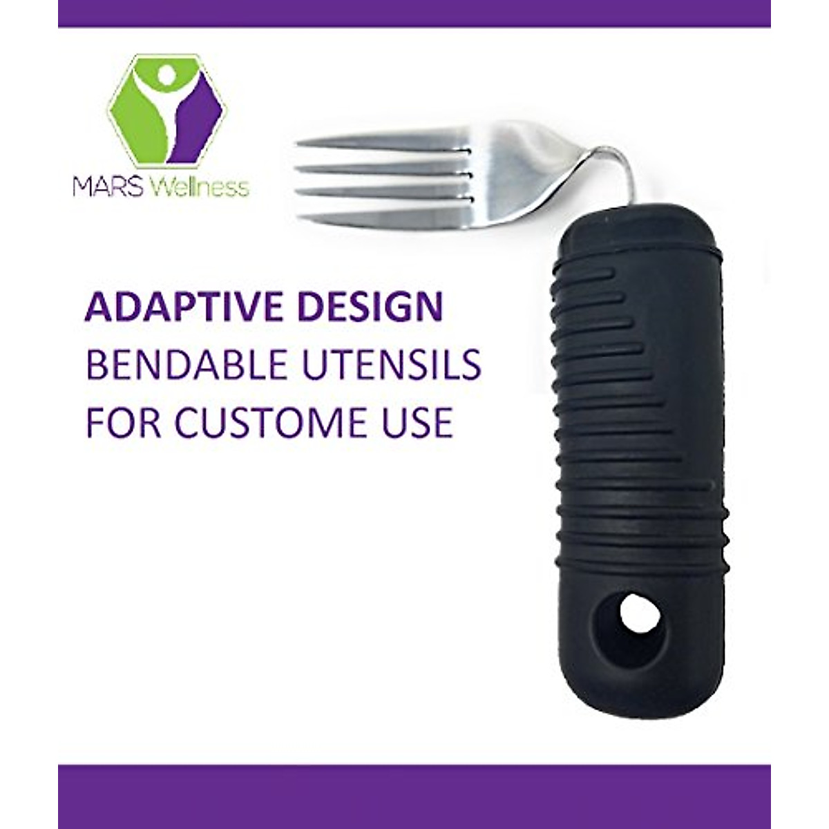 3 Piece Super Easy Grip Flatware Set - Bendable Built Up Utensils - Fork, Knife, and Spoon (Standard)