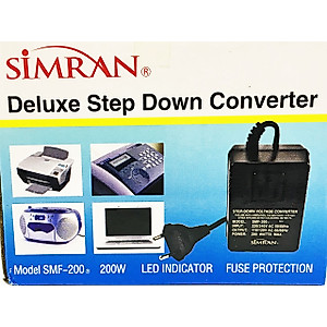 Simran SMF-200 Deluxe 200 Watts Step Down Voltage Converter for International Travel to AC 220V/240V Countries, Ideal for Laptops, Cameras, iPhones, BlackBerry, iPods etc