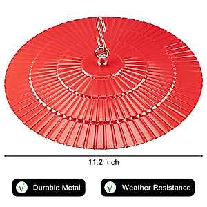 11.2" Metal Bird Feeder Rain Guard, Red Dome Shield Cover Umbrella Shade for Hummingbird Oriole Feeder, Squirrel Baffles for Bird Feeders
