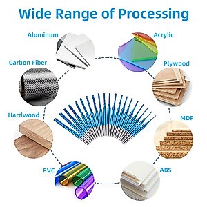 20Pcs 0.6-3.175mm CNC Router Bit Set, 1/8” Shank Nano Blue Coat Carbide Engraving End Milling Cutter Rotary Burrs Tool