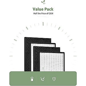 Future Way 2 Set HSP001 Filter Replacement Compatible with HSP001 Smart True HEPA Air Purifier, H13 True HEPA and Activated Carbon Filter
