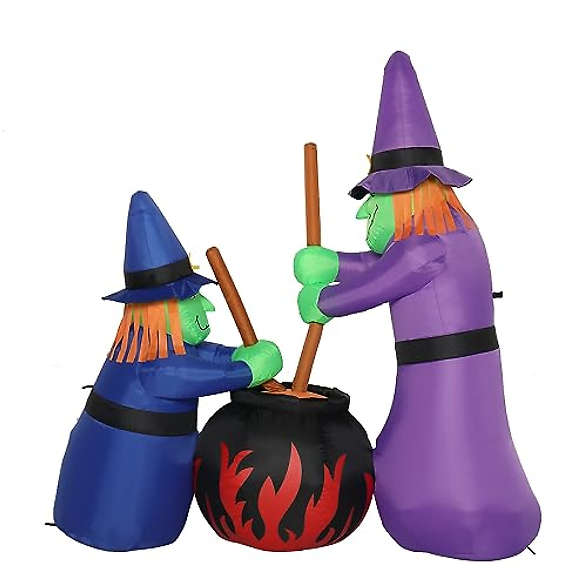 6 FT Long Halloween Inflatables Outdoor Decorations,Blow Up Two Witches with Pots Halloween Yard,Built-in LED Lights Décor for Holiday Party (6 FT,Two Witches with Pots)