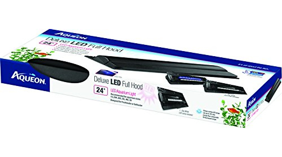 Aqueon Deluxe LED Full Hood 24 inch Black for Aquarium Lighting