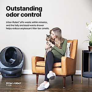 Litter-Robot 3 Connect by Whisker, Grey - Automatic, Self-Cleaning Cat Litter Box, Helps Reduce Litter Box Odors, Works with Almost Any Clumping Litter, WhiskerCare 1-Year Warranty