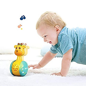 YuanleBao Baby Toys-Giraffe Tumbler Toys with Music and LED Light，Baby Crawling Toys，Cute Rattles Ring Bell Toddler Interactive Learning Development for Baby Toys and Best Gifts（Giraffe）