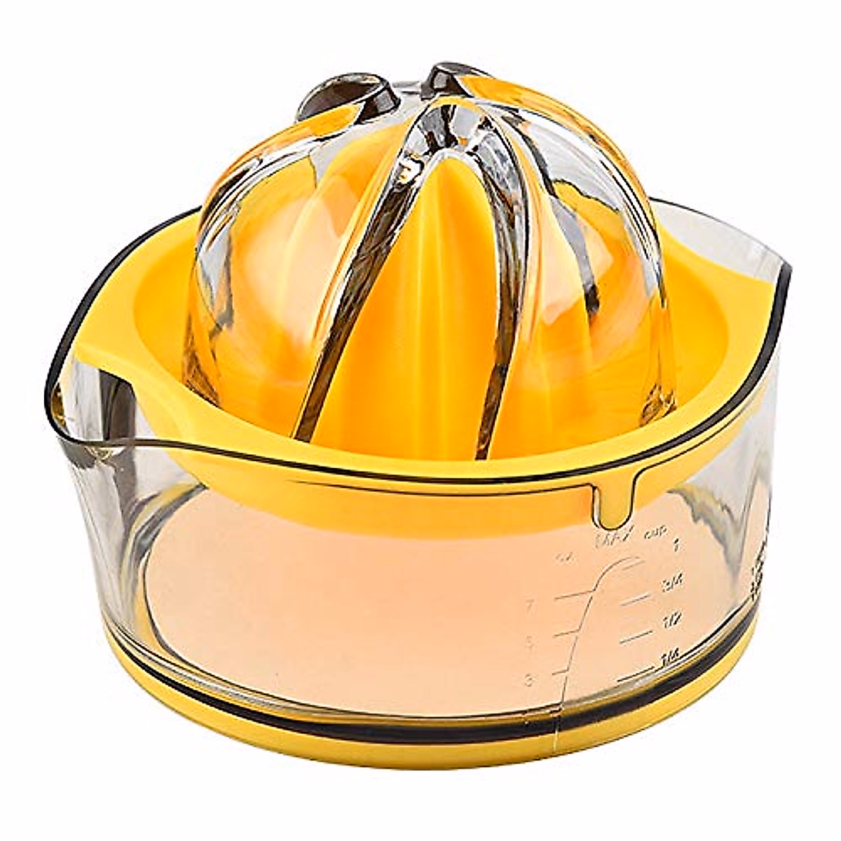 Kasmoire Citrus Lemon Orange Juicer, Manual Hand Squeezer with Built-in Measuring Cup and Strainer, 8OZ, Yellow