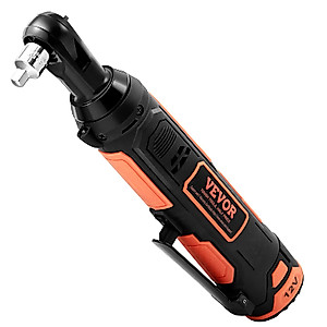 VEVOR 3/8" Cordless Electric Ratchet Wrench Set, 33 Ft-lbs 12V Power Ratchet Tool Kit with 45-Min Fast Charge, 2-Pack 2.0Ah Battery, Built-in LED Light, Variable Speed Trigger, 10 Sockets