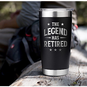 PRPinkRain Retirement Gifts for Men 2023 - The Legend Has Retired - American Flag Tumbler, Retirement Gag Gifts Idea for Men, Him, Dad, Grandpa, Husband, Coworkers