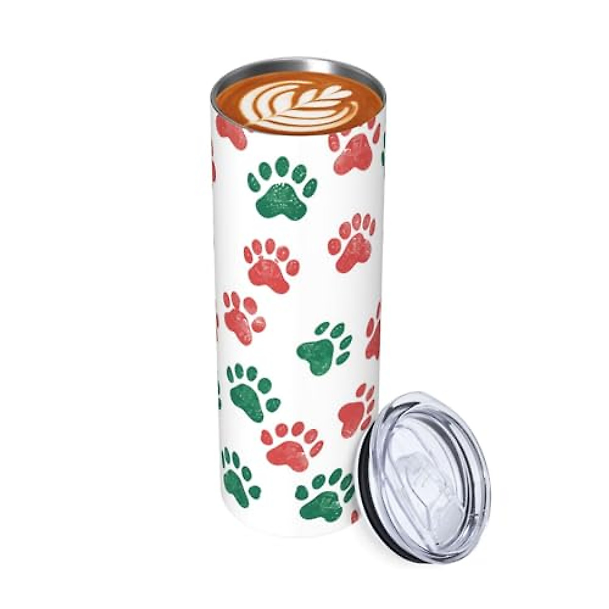 Tangopi Pink Teal Paw 20 oz Tumbler with Lid and Straw Insulated Travel Coffee Mug Reusable Spill Proof Coffee Cups Stainless Steel Water Bottle for Hot and Cold Drinks