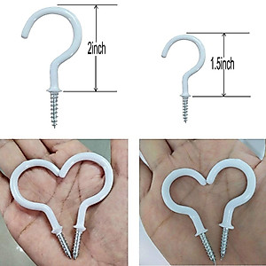 Pack of 24 Cup Hook Metal Ceiling Hooks, Household Screw-in Utility Storage Hook (White, 1-1/2in)