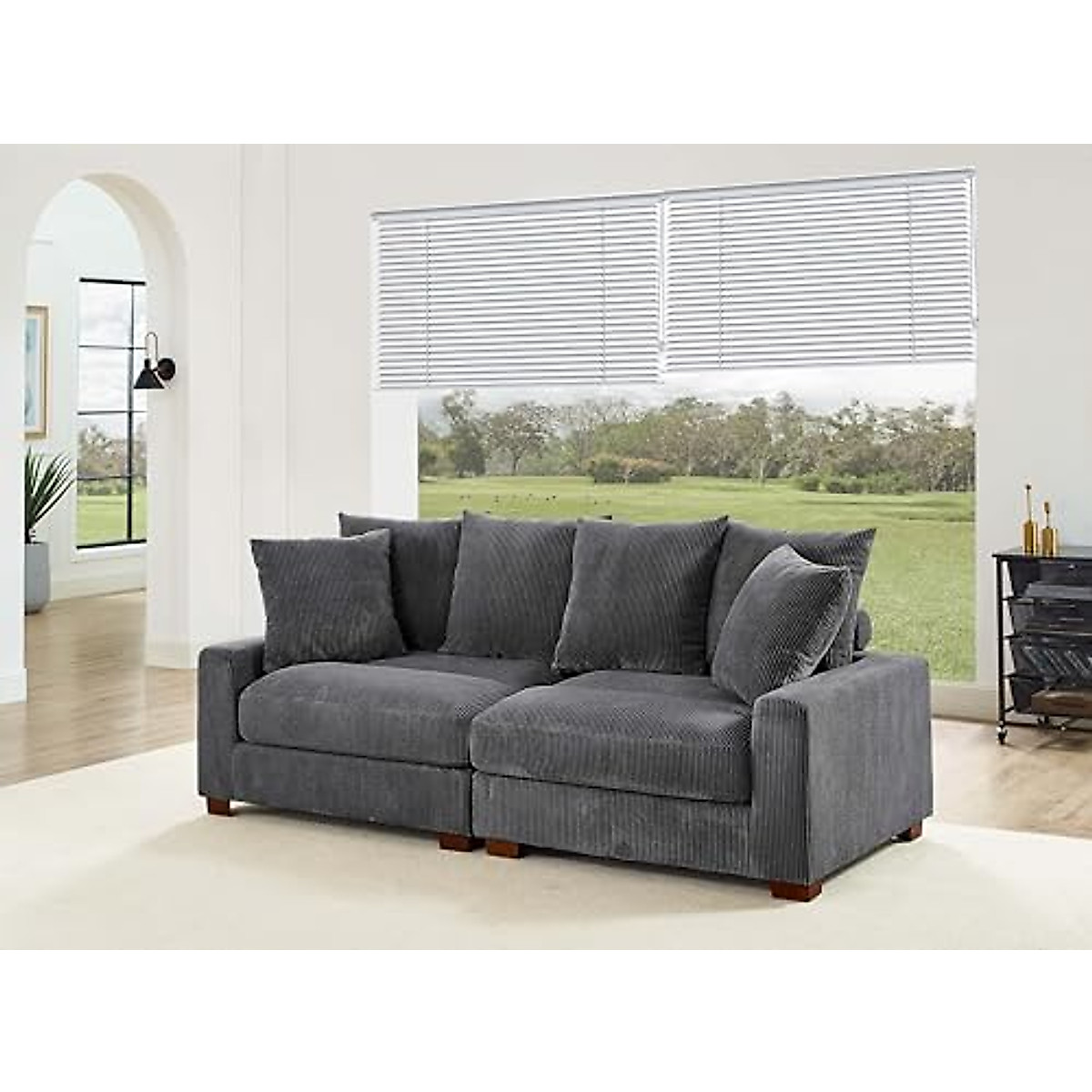 Oadeer Home Modular Sofa Love Seats, Dark Gray