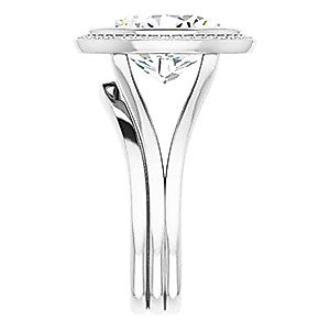 4 CT Oval Cut VVS1 Colorless Moissanite Engagement Ring Set for Women Bridal Rings Set Handmade Bezel Moissanite Wedding Gifts Anniversary Promise Her 925 Sterling Silver