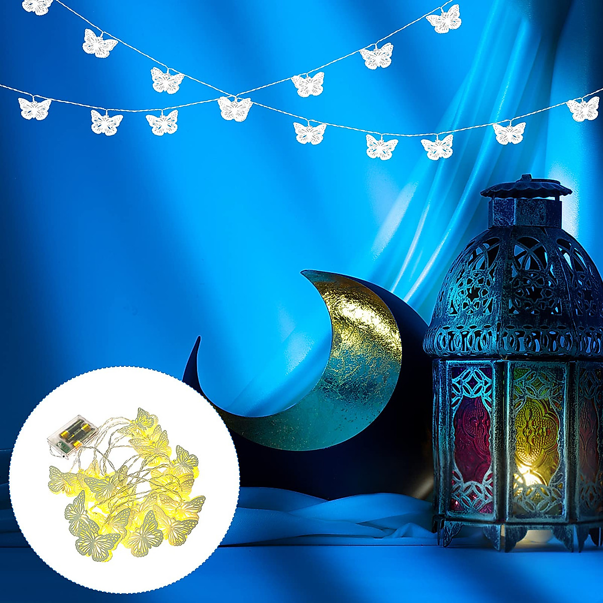 Uonlytech 1 Set String Butterfly String Lights Led Decor Indoor Decor Animal Decor Led Light Butterfly Decor Butterfly Lights Outdoor Butterflies Lights Decor Shop Window Decorations White