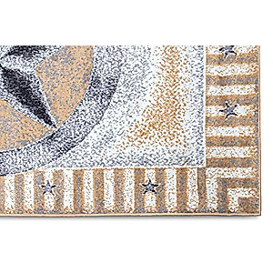 Furnish my Place Texas Star Rug - 5 ft. x 8 ft, Beige Rustic, Novelty Lone Star Rug with Border, Jute Backing