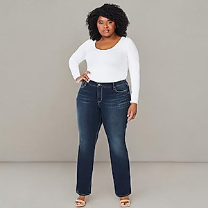 Jack David Womens Plus Size Bootcut/Straight/Skinny Leg Stretch Relaxed Fit Blue Denim Jeans Pants