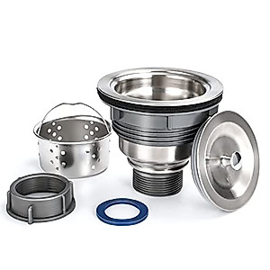 ANVAVA Kitchen Sink Drain 3-1/2 Inch Sink Drain Assembly Kit with Removable Kitchen Sink Drain Basket and Sink Stopper Sealing Lid, Tailpiece Retaining Nut, Stainless Steel