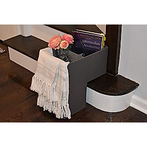 Stair Basket - Gray Staircase Storage Organizer with Board Divider & Handles - Step Container to Store Laundry, Toys & Household Items - Durable, Foldable, Easy to Carry