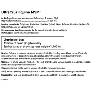 UltraCruz Equine MSM Joint Supplement for Horses, 10 lb, Pellet (60 Day Supply)