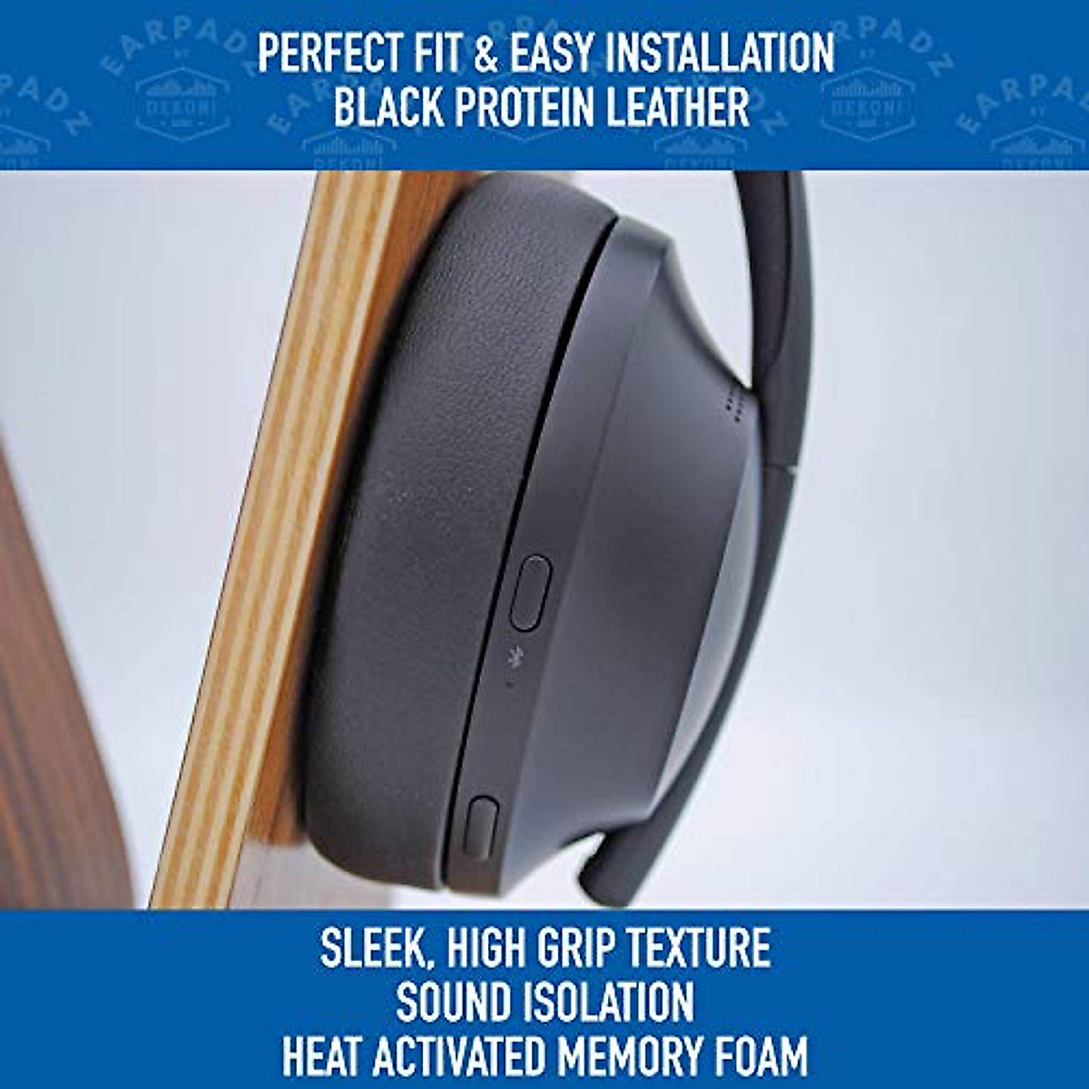 Earpadz Replacement for Bose 700 Active Noise Canceling Headphones Ear Pads, Protein Leather Headphone Cushions (Midnight, Black, 1 Pair)