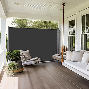 Retractable Side Screen Awning, UV Resistant, Waterproof, Patio Privacy Screen for Garden, Balcony, Courtyard(Dark Grey), 118.1" x 70.9"