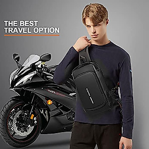 Dwenles Anti theft Crossbody Sling Bag ,Waterproof Chest Daypack with USB Charging, Shoulder Backpack for Men Women (Black)