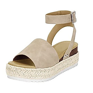 JMMSlmax Comfortable Sandals for Women for Walking Espadrille Heel Platform Wedge Sandals Wedge Ankle Strap Open Toe Sandals