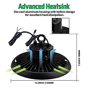 1 pack LED UFO High Bay Light 240W 33600LM white daylight 5700K Industrial Light Waterproof IP65 Outdoor Lighting Lamp Commercial Bay Lighting for Garage Factory Warehouse Workshop Gym (240W, 1 pack)