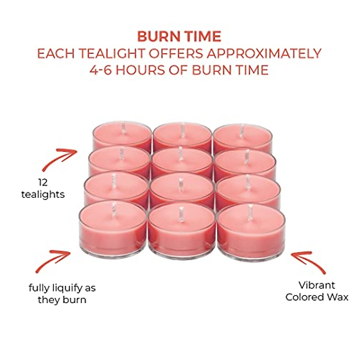 PartyLite Tealight Candles, Fragranced Colored Wax with Clear Container, 12 Pack Tea Lights, Made in The USA (Rose Vetiver)