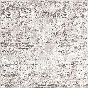 Unique Loom Eos Collection Area Rug - Borealis (7' 10" Square, Stone Gray/Ivory)