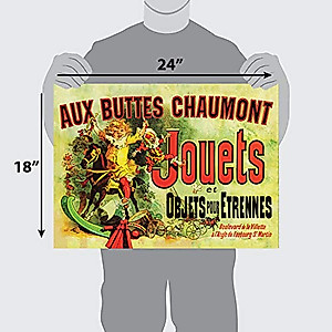 PalaceLearning Jouets Poster (as seen in Monica's Apartment on Friends) - Aux Buttes Chaumont Jouets by Jules Cheret 1885 - Vintage Art Print (Laminated, 18" x 24")