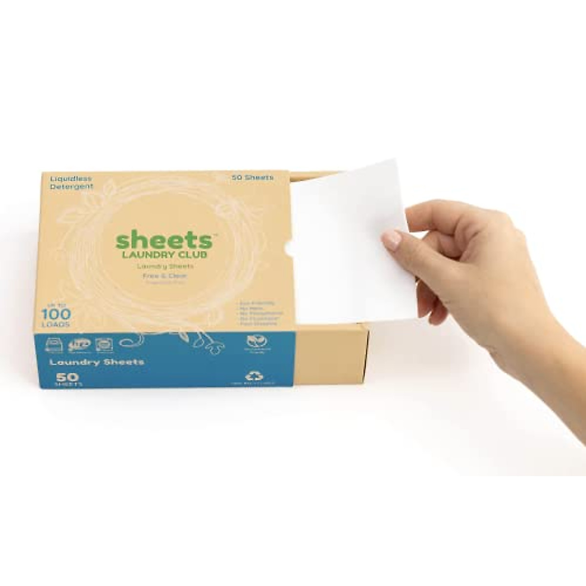Sheets Laundry Club - As Seen on Shark Tank - Laundry Detergent - (Up to 100 Loads) 50 Laundry Sheets - Unscented - No Plastic Jug - New Liquid-Less Technology - Lightweight - Easy To Use -