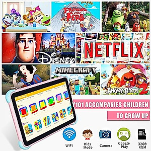 Kids Tablet 10.1 inch Toddler Tablet for Kids WiFi Kids Tablets Android with Dual Camera Android 11.0 2GB 32GB ROM 1280x800 HD IPS Touchscreen Parental Control YouTube Neflix (Pink)