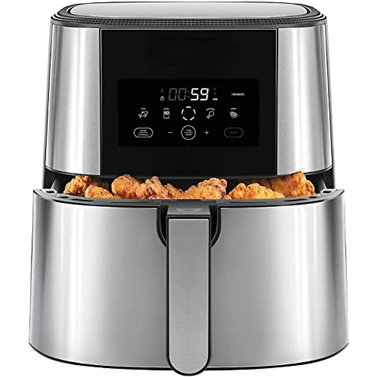 Touch Digital Air Fryer, 5 Qt, Stainless Steel, With 4 Built-in Cooking Functions, Built-in LED, Intuitive Digital Control, Suitable For Dining Room or Kitchen Etc, Silver