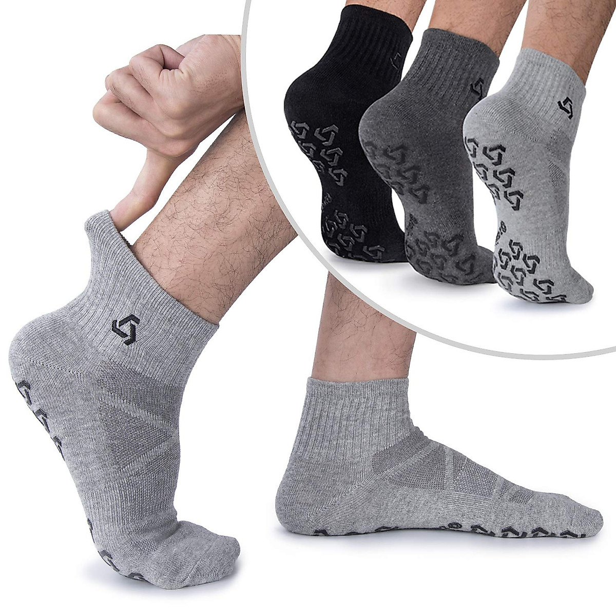Ozaiic Non Slip Socks Grip for Yoga Home Workout Pure Barre, Pilates, Hospital, Ideal Cushion Socks for Men and Women
